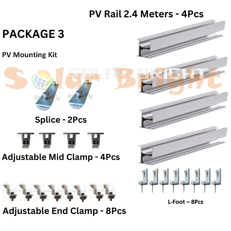 PV Aluminum Railings Roof Solar Panel Mounting Rail 2.4 Meter 2 or 4 ...