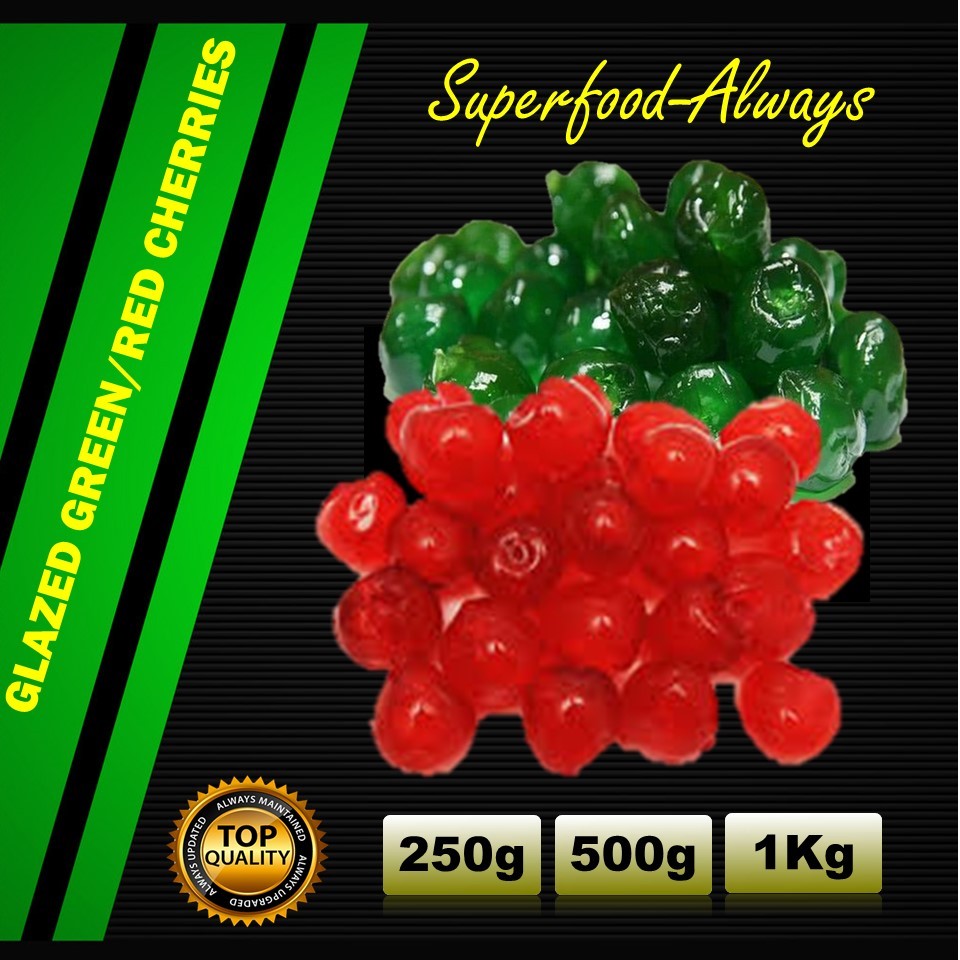 Glazed Red/Green Cherries For Fruitcake (250g, 500g, 1Kg) Imported from ...