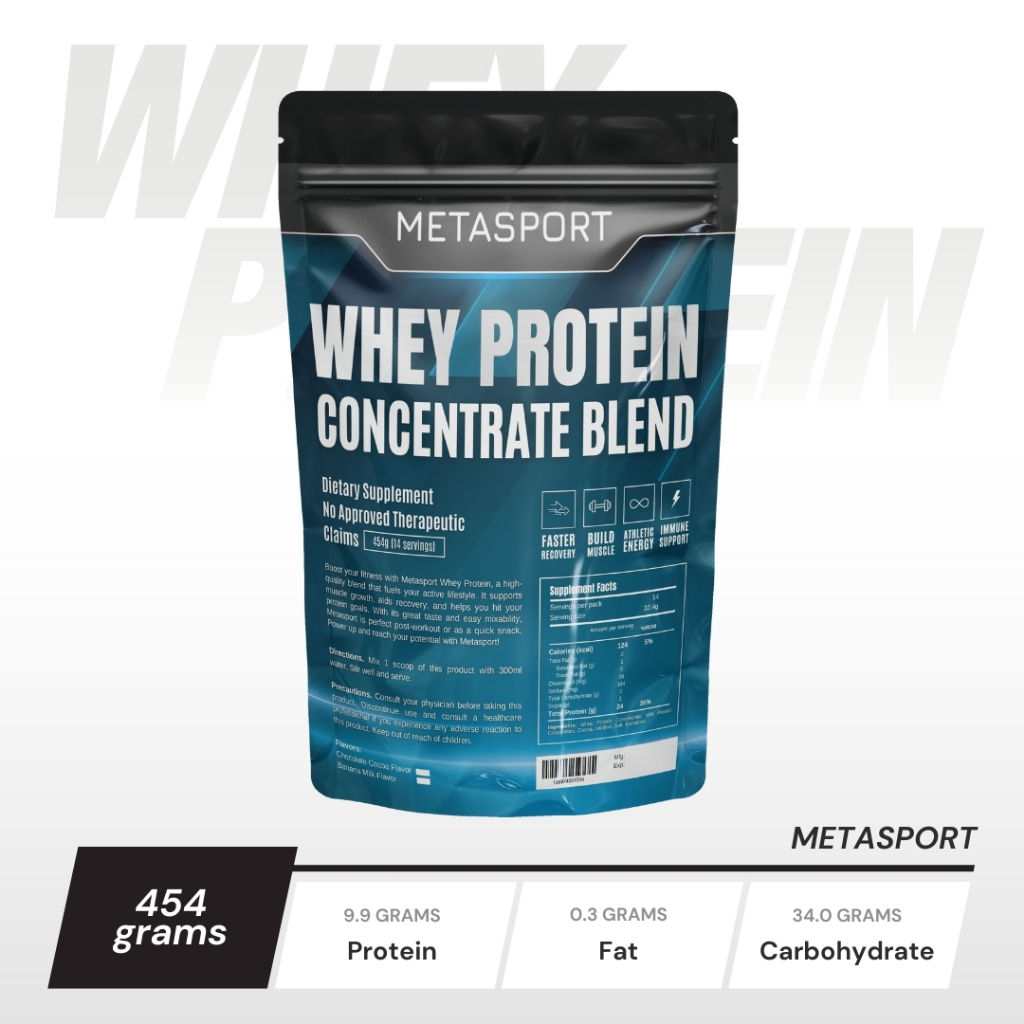 Metasport Whey Protein Powder 1lb Flavored BCAA Powdered Supplement ...