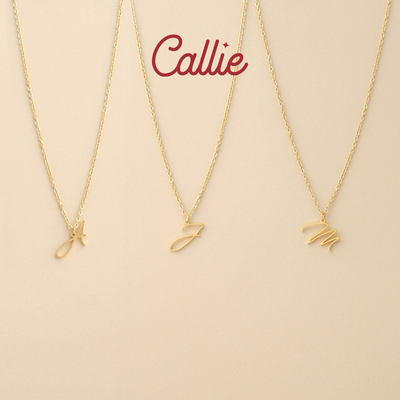 Callie Stainless Steel Dainty Script Initial Necklace | Shopee Philippines