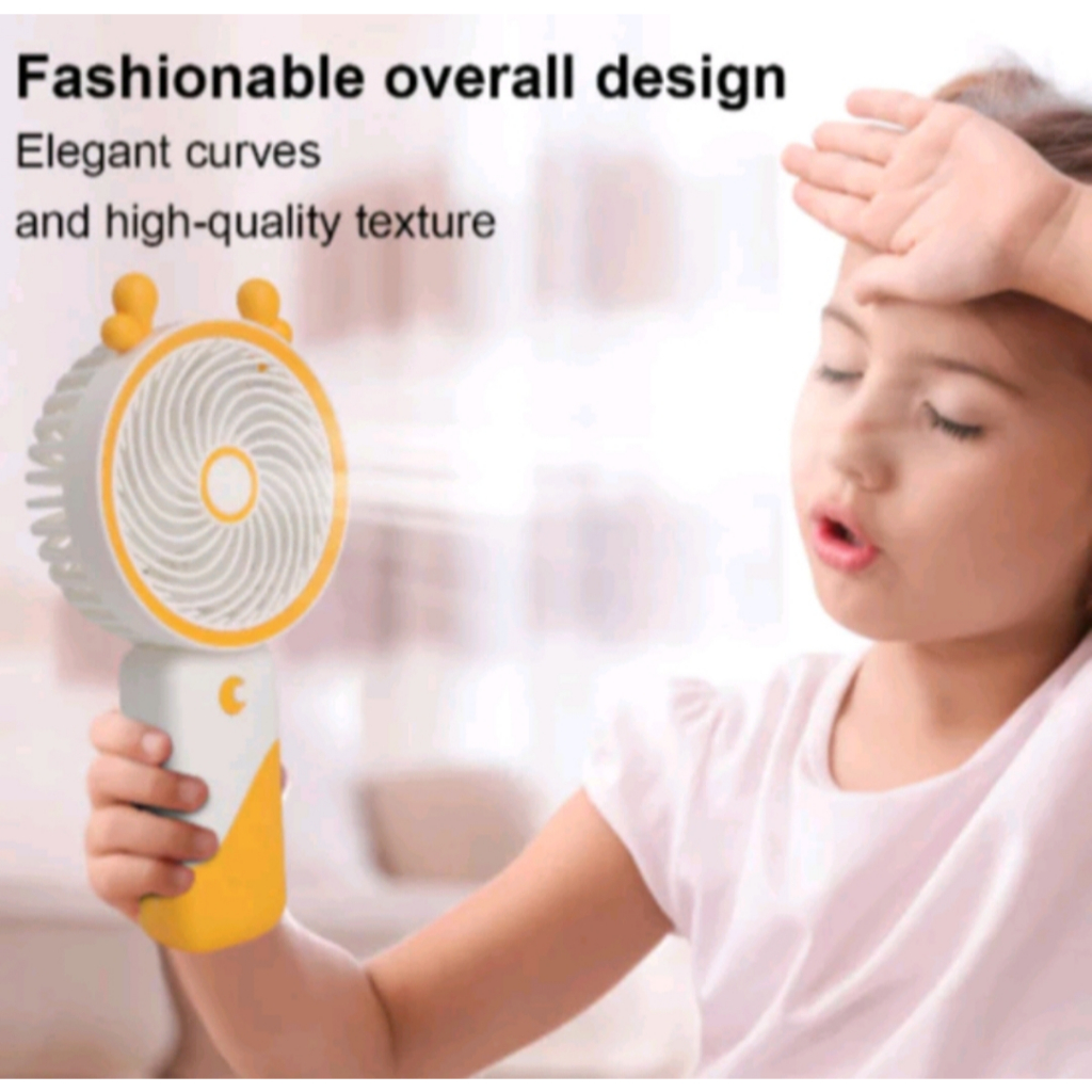 Moon-shaped button Hand fan New Rechargeable Handheld fan w/ hanging ...