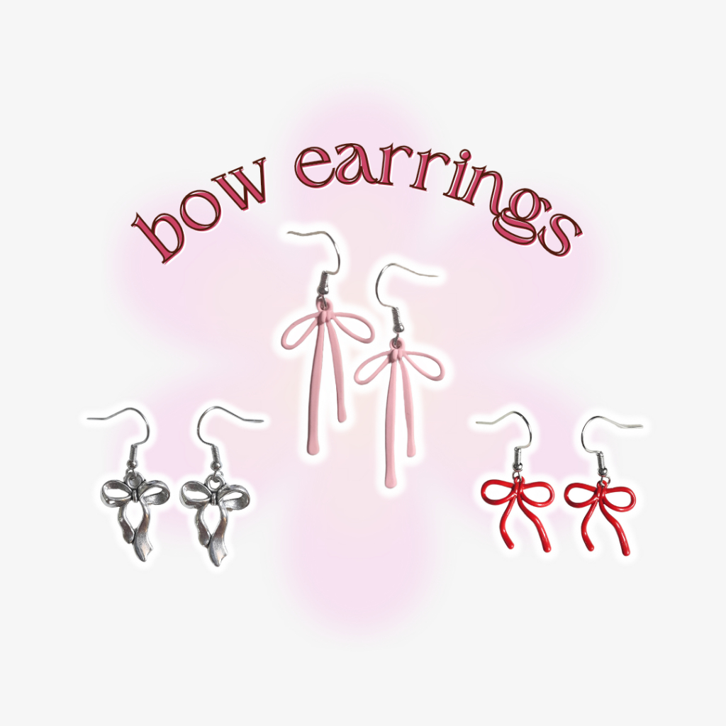 láso | coquette metal bow ribbon hook earrings | Shopee Philippines