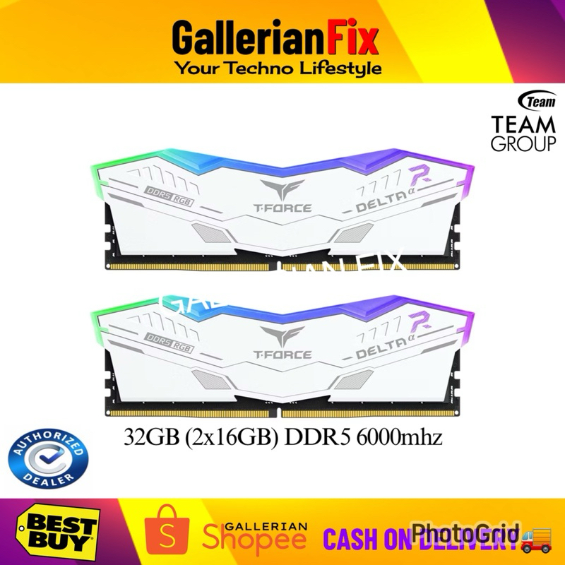 Team Group T-Force Delta 32GB 2x16GB 6000mhz White DDR5 Ram Memory 2 ...