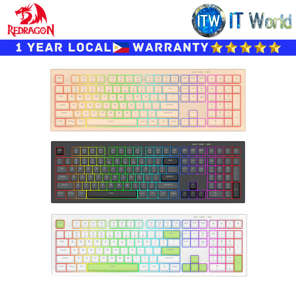 Redragon Keyboard K518-RGB Crux 108Key Wired RGB Membrane(Milk Tea ...
