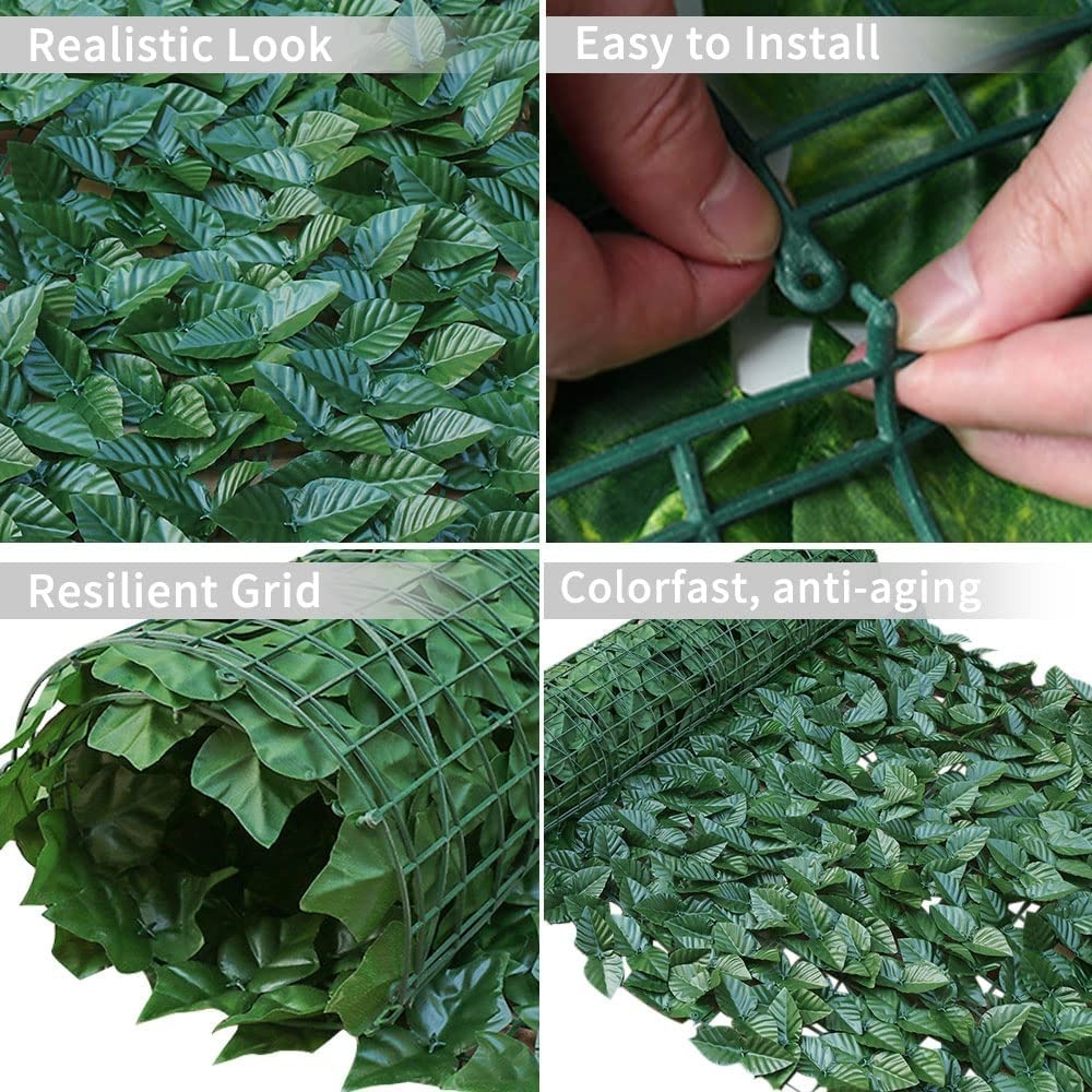Faux Hedge Privacy Fencing For Outdoor Garden Decor Artificial Leaves ...