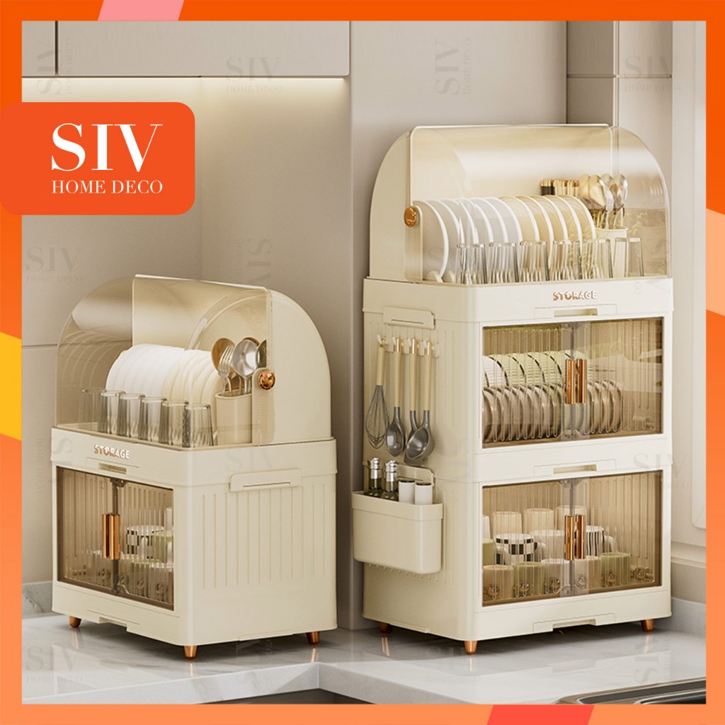 SIV Plastic Dish Cabinet Foldable Dish Drainer Drying Rack Aesthetic ...
