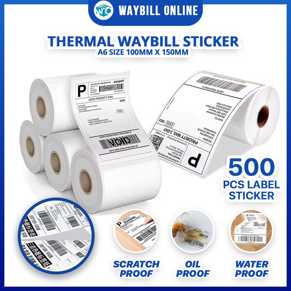 Waybill Sticker ROLL A6 Size TRIPLE PROOF 100x150mm Thermal Label Print ...