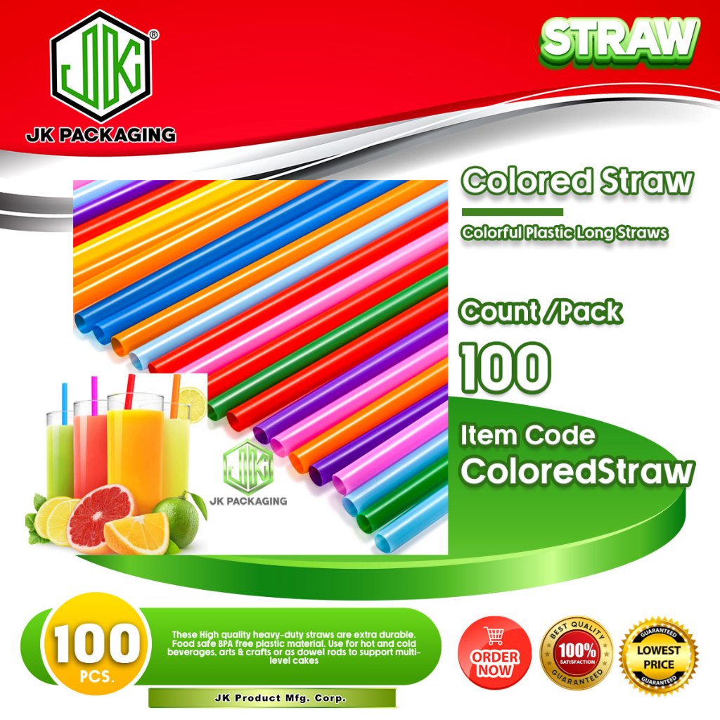 100pcs Straws Colored Drinking Straws Decorative Straws for Birthday ...