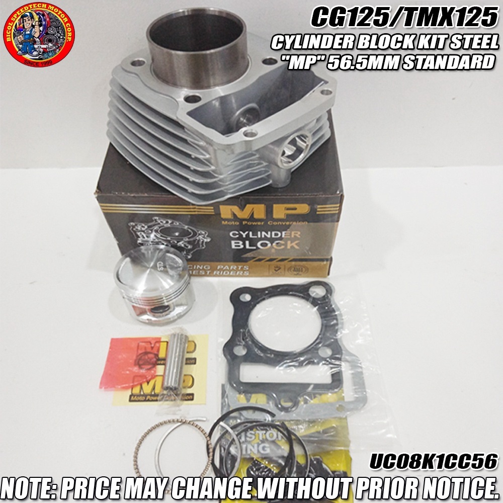 CG125/TMX125 CYLINDER BLOCK KIT STEEL "MP" 56.5MM STANDARD (UC08K1CC56 ...