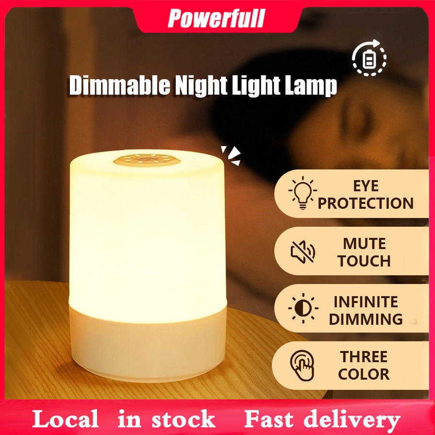 Rechargeable Bedside Lamp Dimmable Table Touch Night Light LED Mini ...