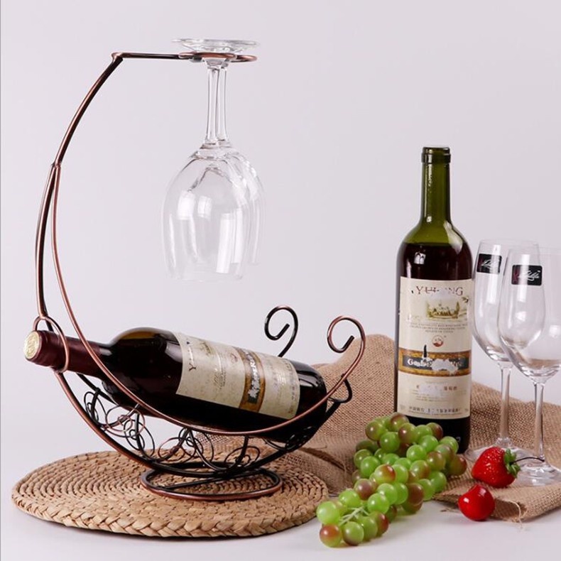 Rack Stemware Holder Holds 1 Bottle and 4 Glasses Freestanding ...