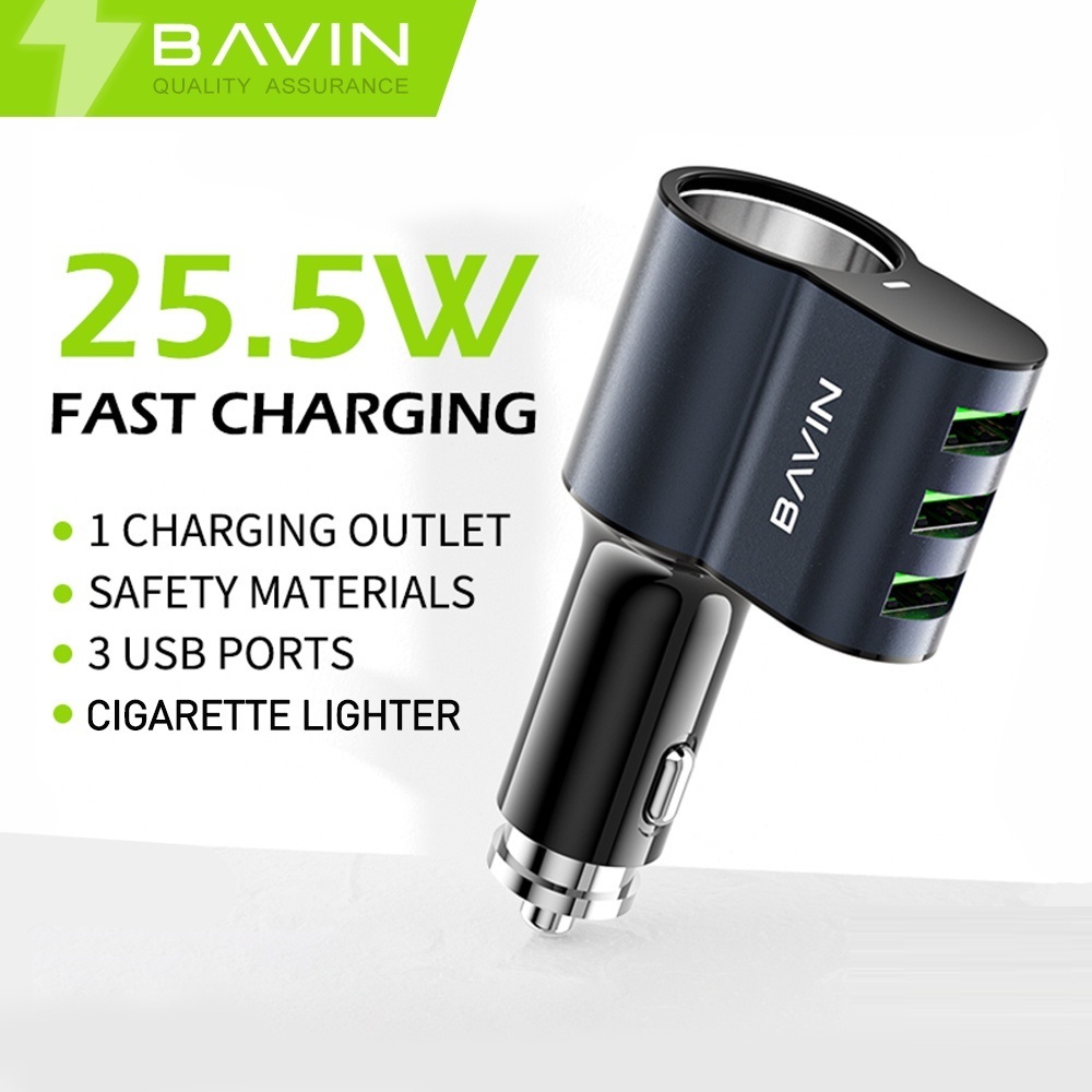 BAVIN CM11 Universal 5.1A Quick Car Charger 3 USB Port Slots Fast ...