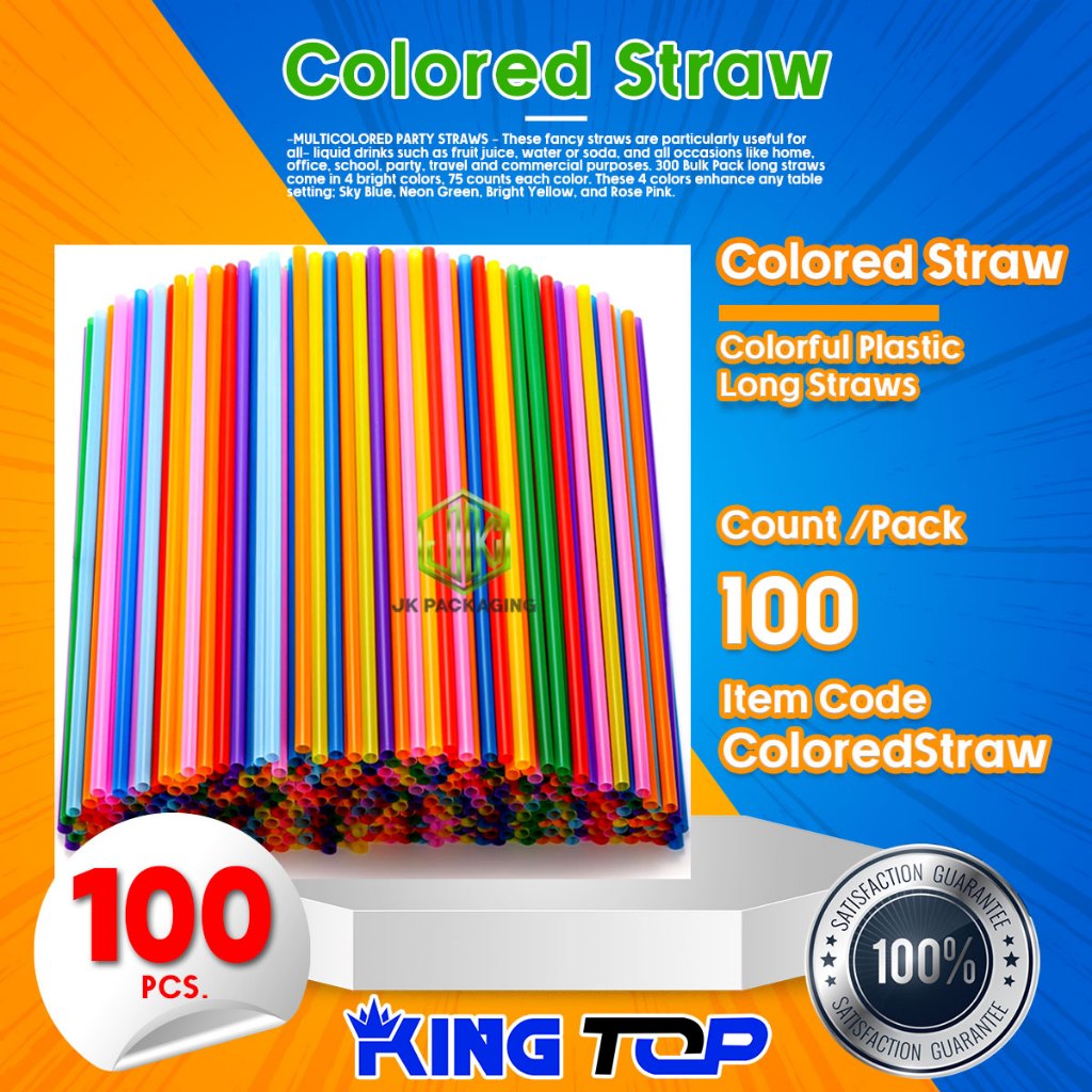 100pcs Straws Colored Drinking Straws Decorative Straws for Birthday ...