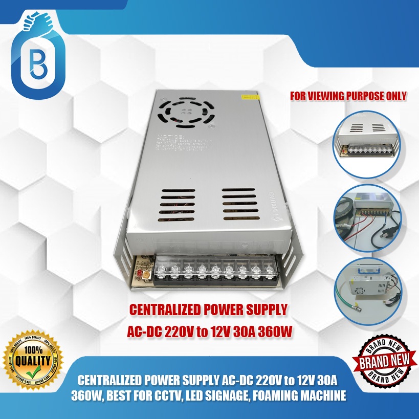 CENTRALIZED POWER SUPPLY AC-DC 220V to 12V 30A 360W, BEST FOR CCTV, LED ...