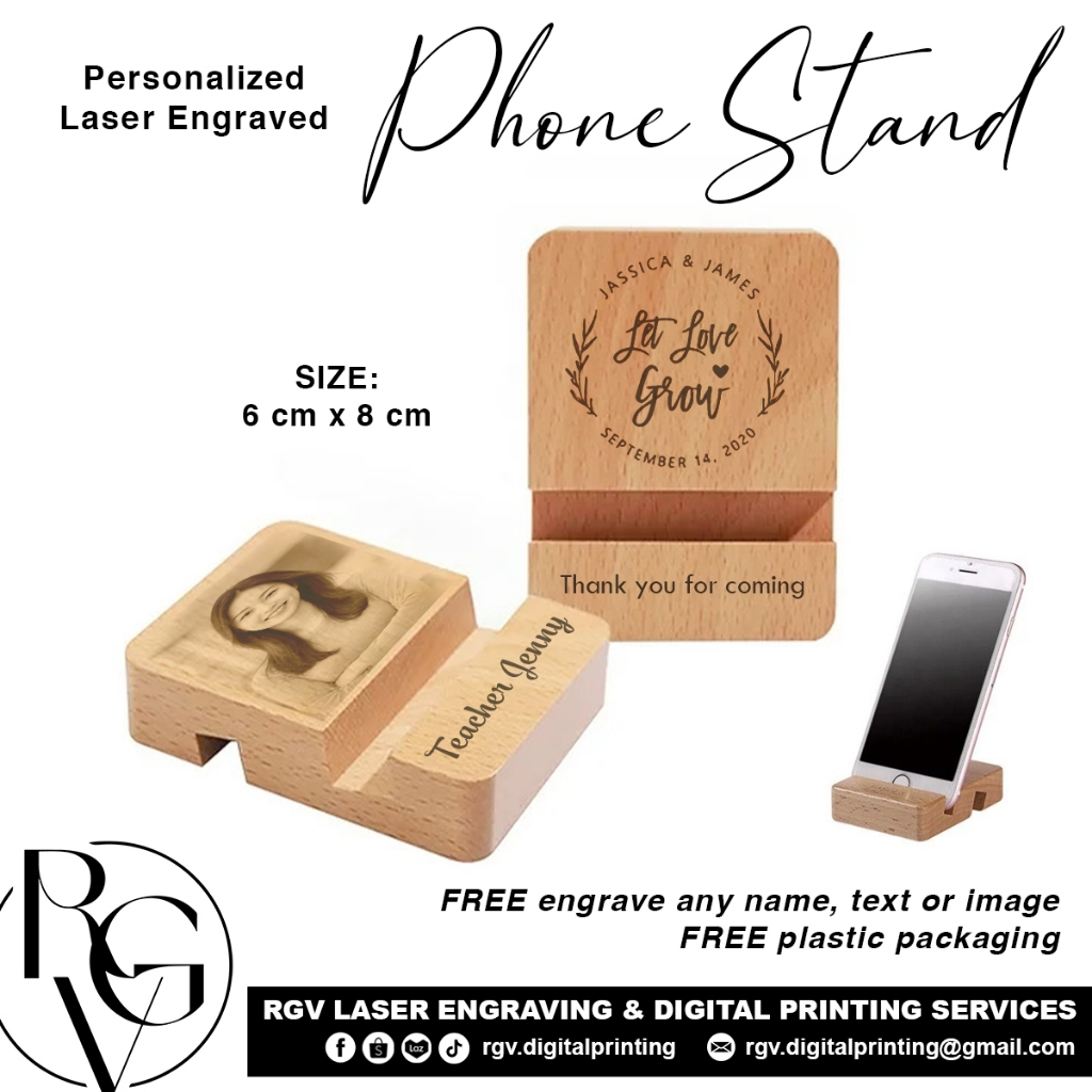 Laser Engraved Wooden Phone Stand Personalized - rgv.digitalprinting ...