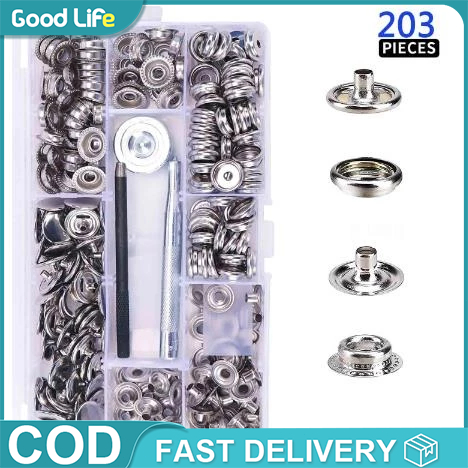 200Pcs/300pcs 15mm Snap Fastener Stainless Steel Fastener Snap Press ...