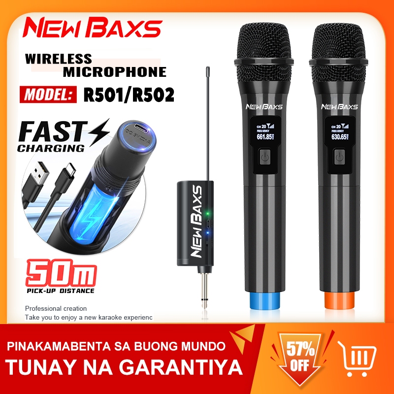 NEW BAXS Wireless Microphone Type-c interface R501/R502 Propesyonal Handheld UHF Orihinal ...