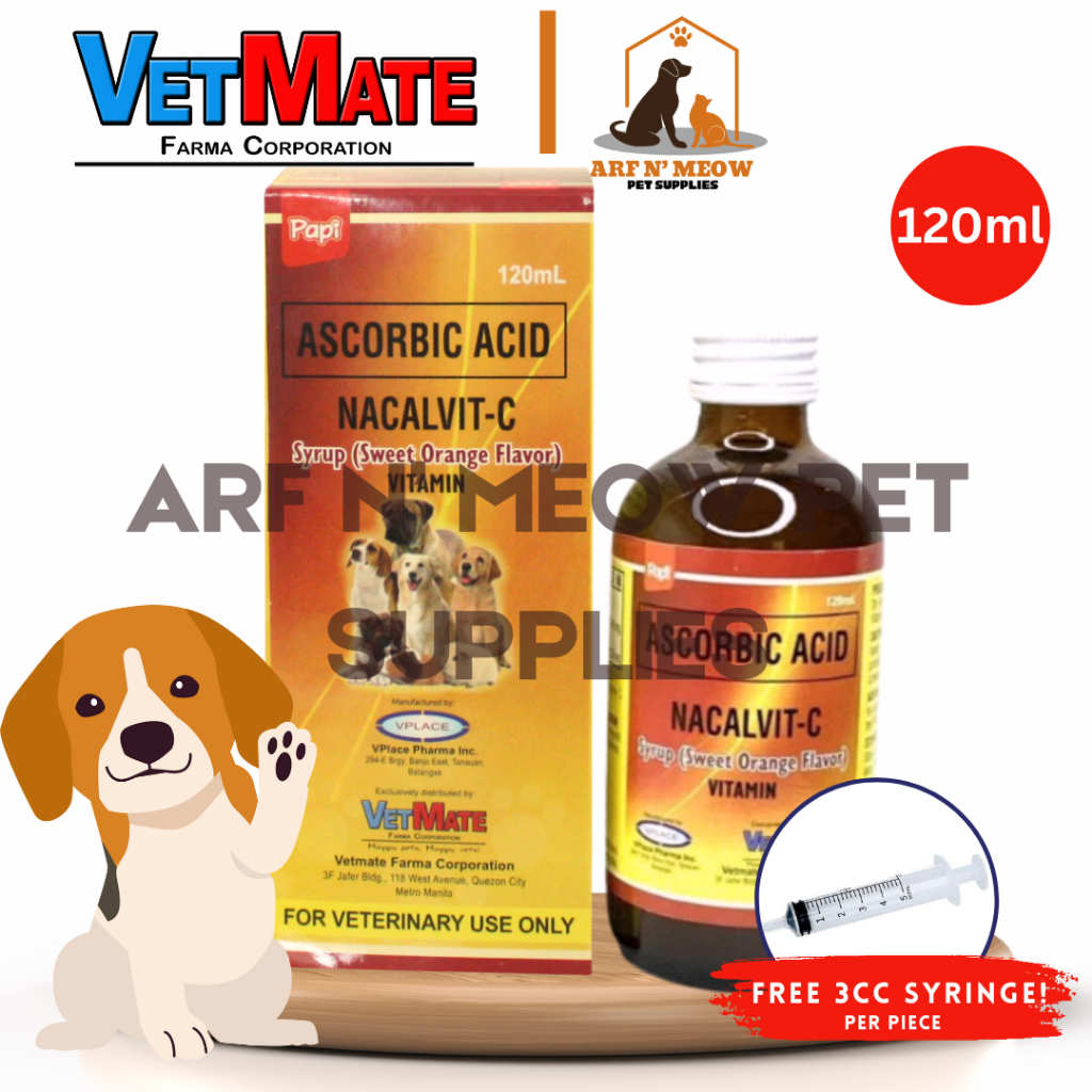 PAPI Nacalvit C Vitamins 120mL Vetmate Ascorbic Acid for Pet Cats Dogs ...