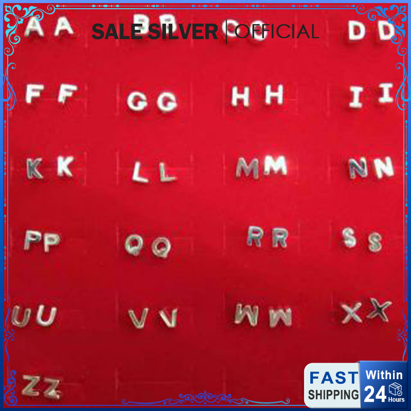 one pair Letter A to Z Stud Earring Genuine 92.5% SterlingSilver letter Earrings Unisex EMS245 ...