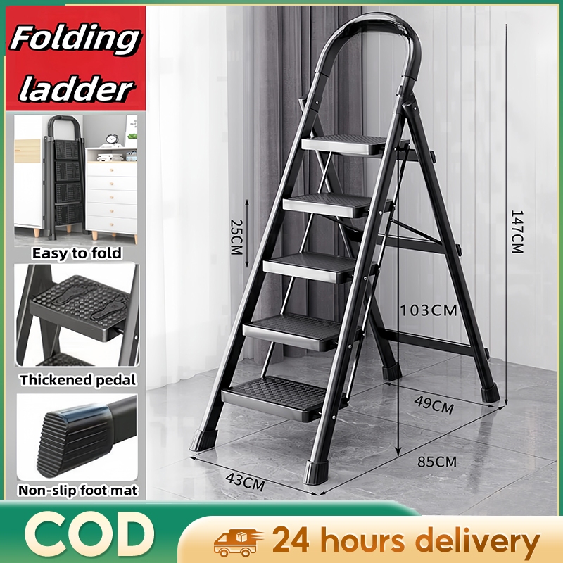 Ladder Foldable Home metal Step ladder Folding 3/5/6 Steps Industrial ...