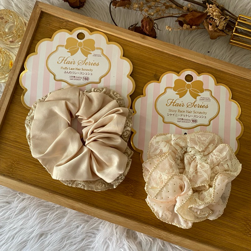 Daiso Japan Fluffy Shiny Lace Hair Scrunchy | Shopee Philippines
