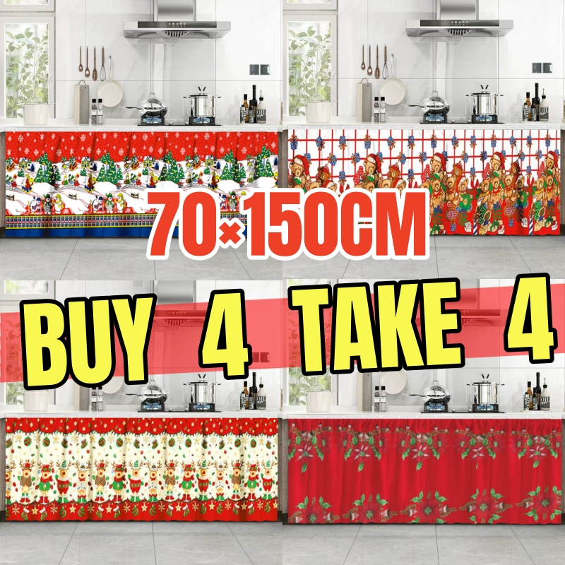 8PCS Kitchen Curtain Sink Red Lababo Waterproof Pang Lababo Half ...