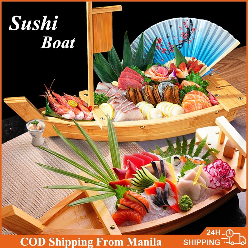 Creative Sushi Boat Japanese Seafood Sashimi Platter Bamboo Wooden Boat ...