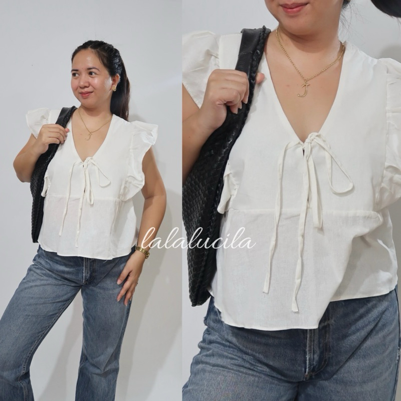 Leslie PLUS Linen Top L-3XL | Shopee Philippines