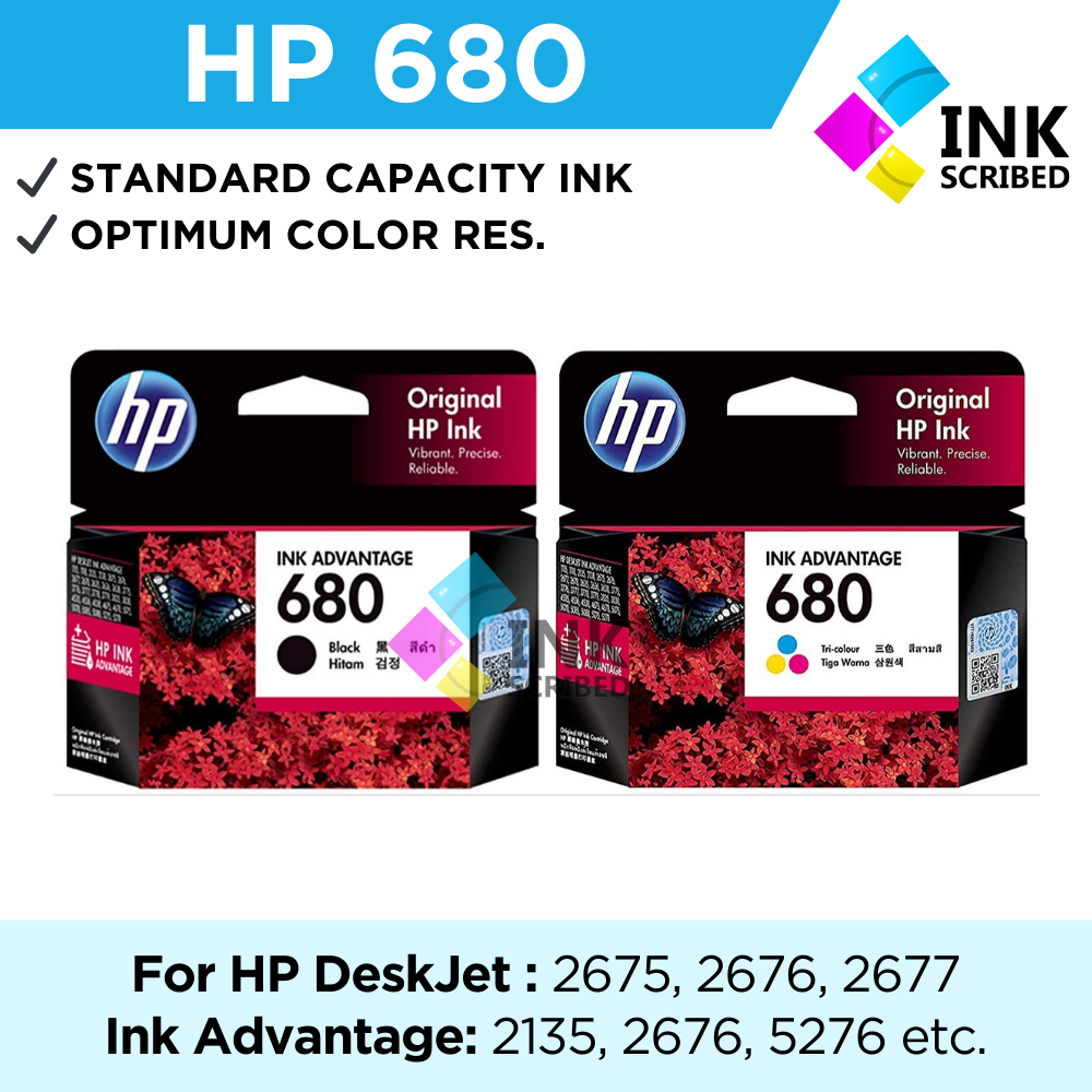 HP 680 Black F6V27AA & Tri Color F6V26AA Original Ink Advantage ...