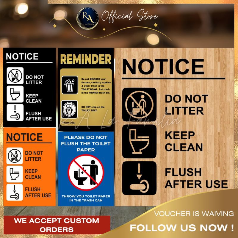 R.A PVC TOILET WARNING SIGN. WATERPROOF | Shopee Philippines