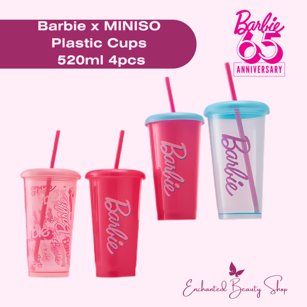 Barbie x MINISO 4pcs Sunlight Shining Series Water Cup Cute Plastics ...