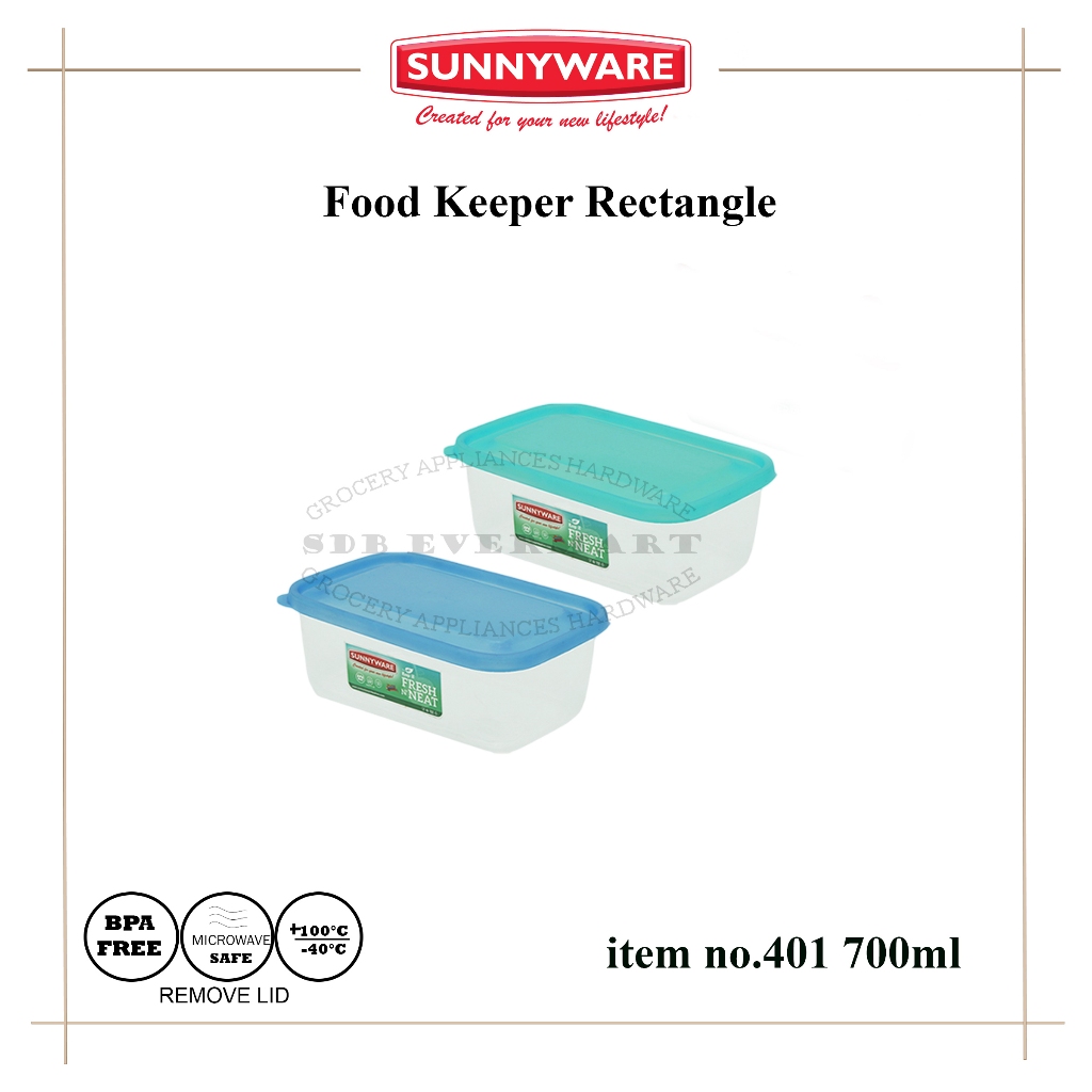 Sunnyware 700ml Capacity Rectangle Food Keeper Food Container- Blue ...