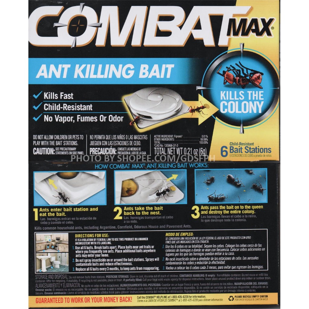 Combat Ant Killing Bait 6 Station - USA Brand, Made in KOREA 0.21oz 6g ...