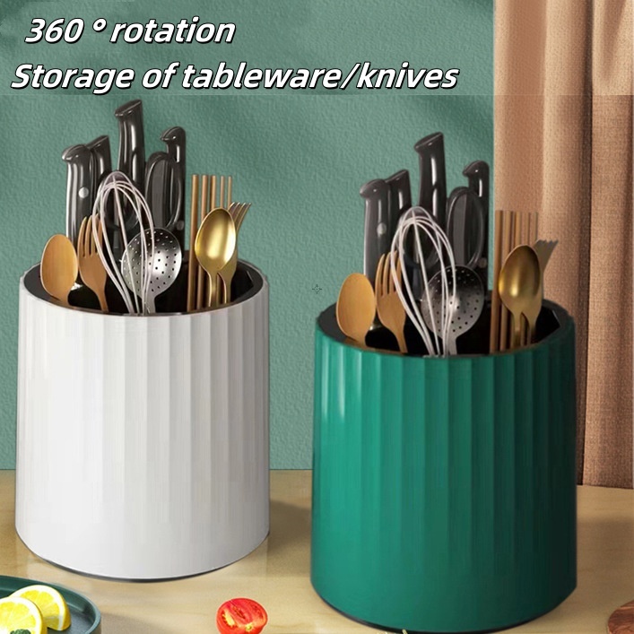 Kitchen Rotating Knives Holder 360 Degree Rotating Chopsticks Cage ...