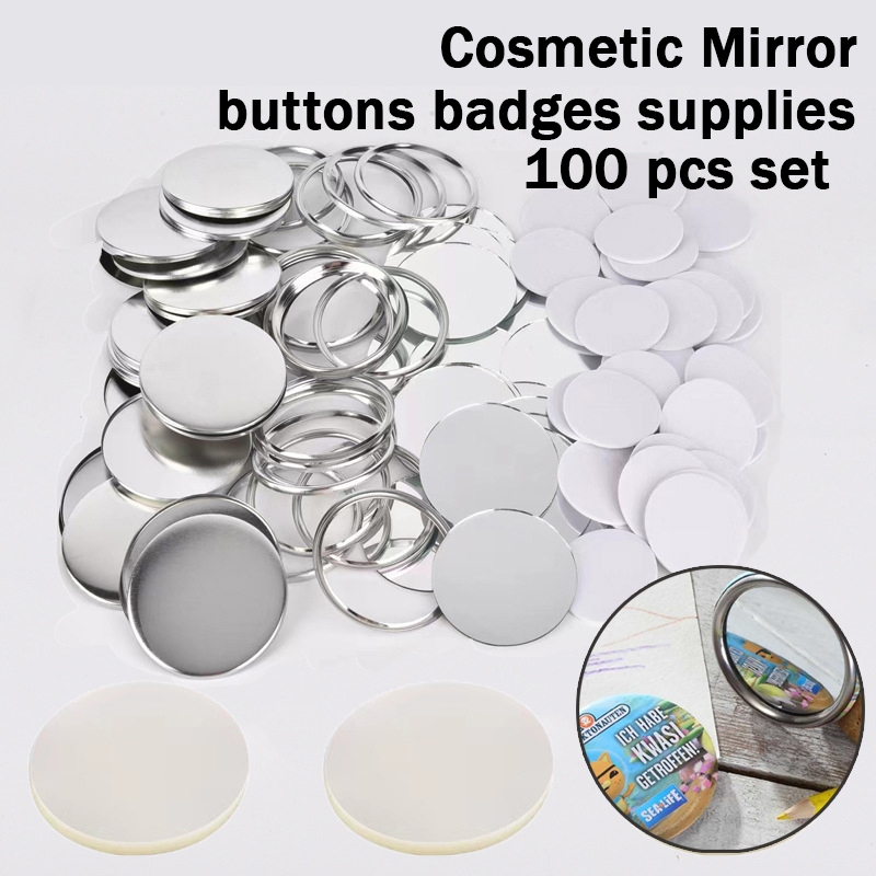 100Pcs 58mm Cosmetic Mirror Metal DIY Badge Button Blank Raw Material ...