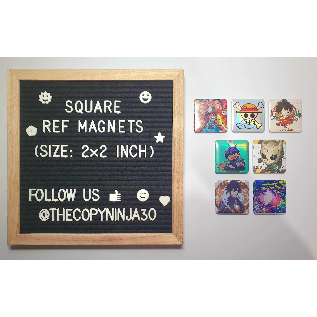 One Piece Square Ref Magnet / Wall Adhesive Badge 2 inch Size ...