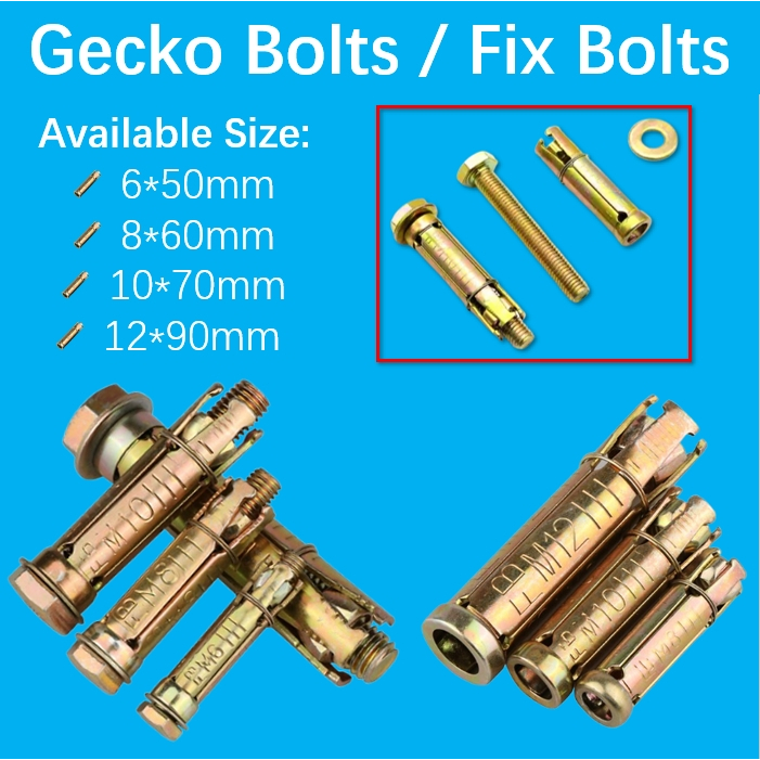 Toyu 6-8-10-12mm Gecko Bolts / Fix Bolts Heavy Duty Gecko Expansion ...