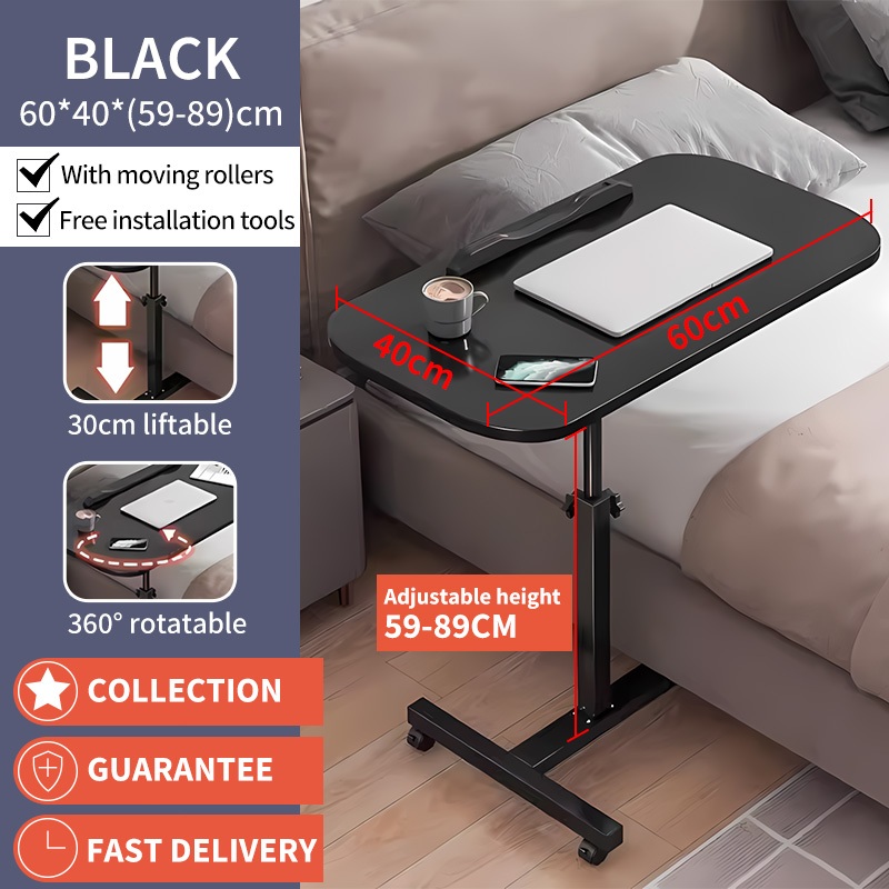 COD Adjustable Height 360° Rotating Bedside Table with Wheels ...