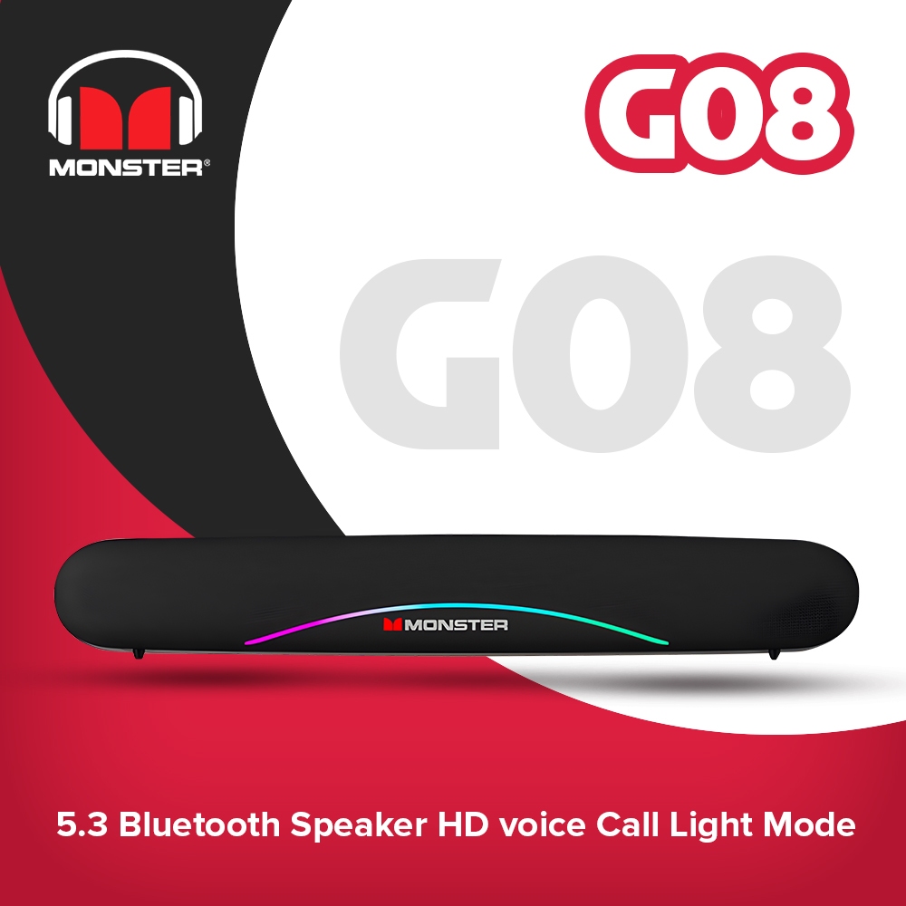Monster G08 BT5.3 Gaming TV Bluetooth Speaker Soundbar Aux Audio Cable Stereo Large Capacity ...