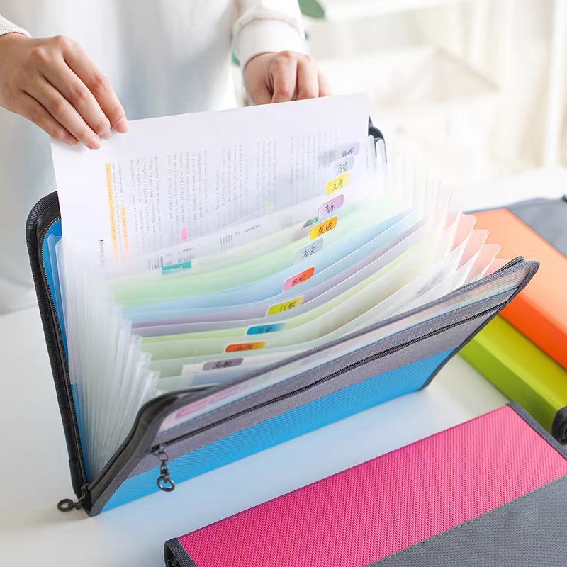 13 pockets A4 Color inner Zipper PP Bag Classification Folder Office ...