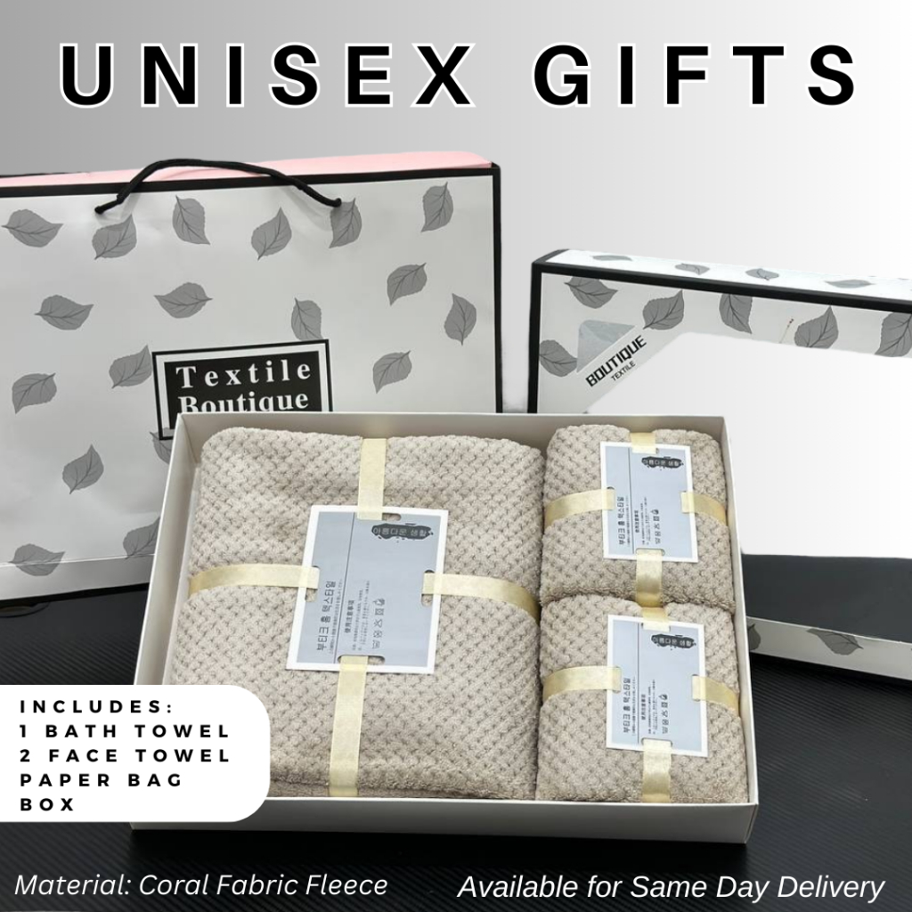 Towel UNISEX gift sets includes box and paper bag | Shopee Philippines