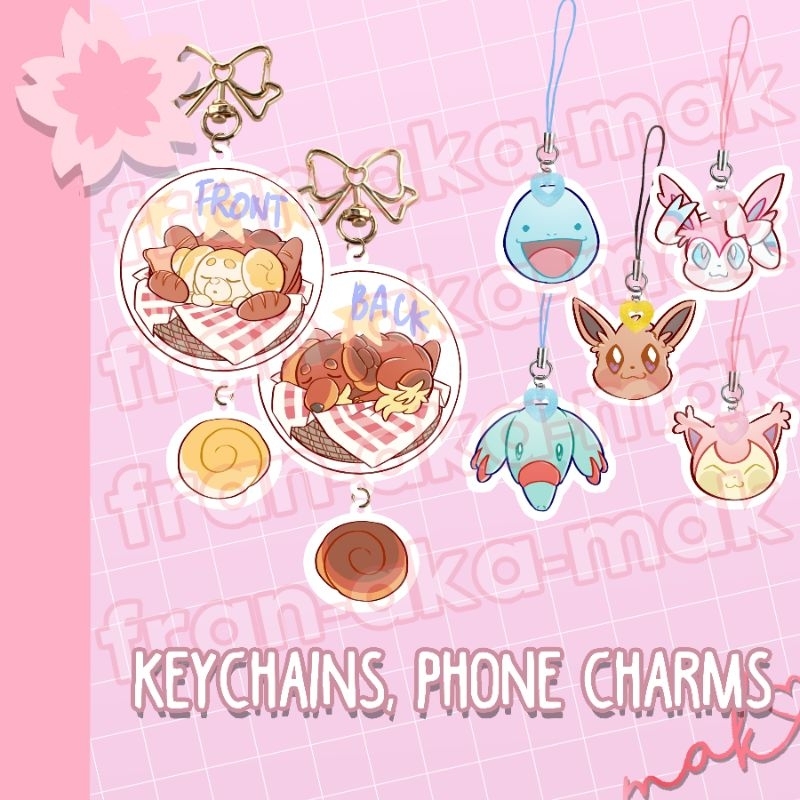 POKEMON Fidough / Dachsbun Keychain, Phone Charms (Skitty, Sylveon ...