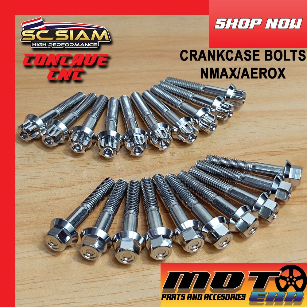 SC SIAM CNC / CONCAVE STAINLESS CRANKCASE SET BOLT 10 PCS YAMAHA AEROX ...