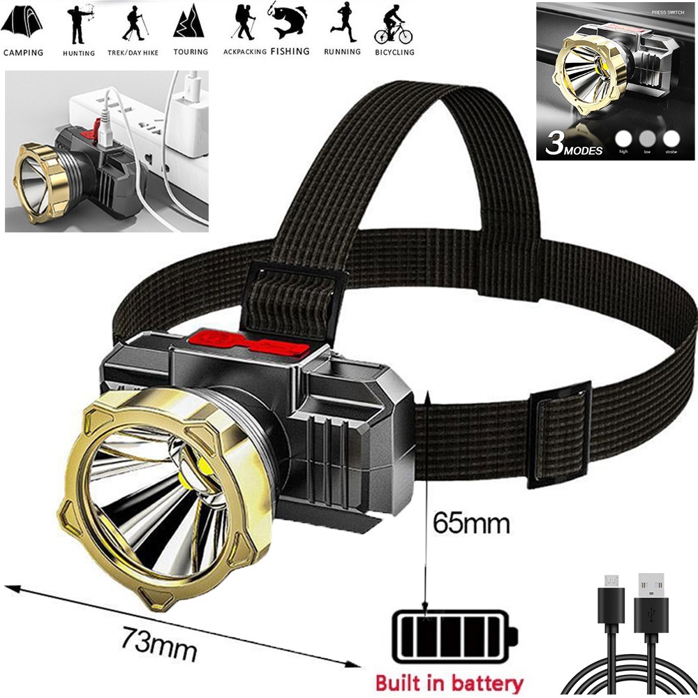 Headlamp Flashlight Rechargeable Waterproof Headlight for Fishing ...