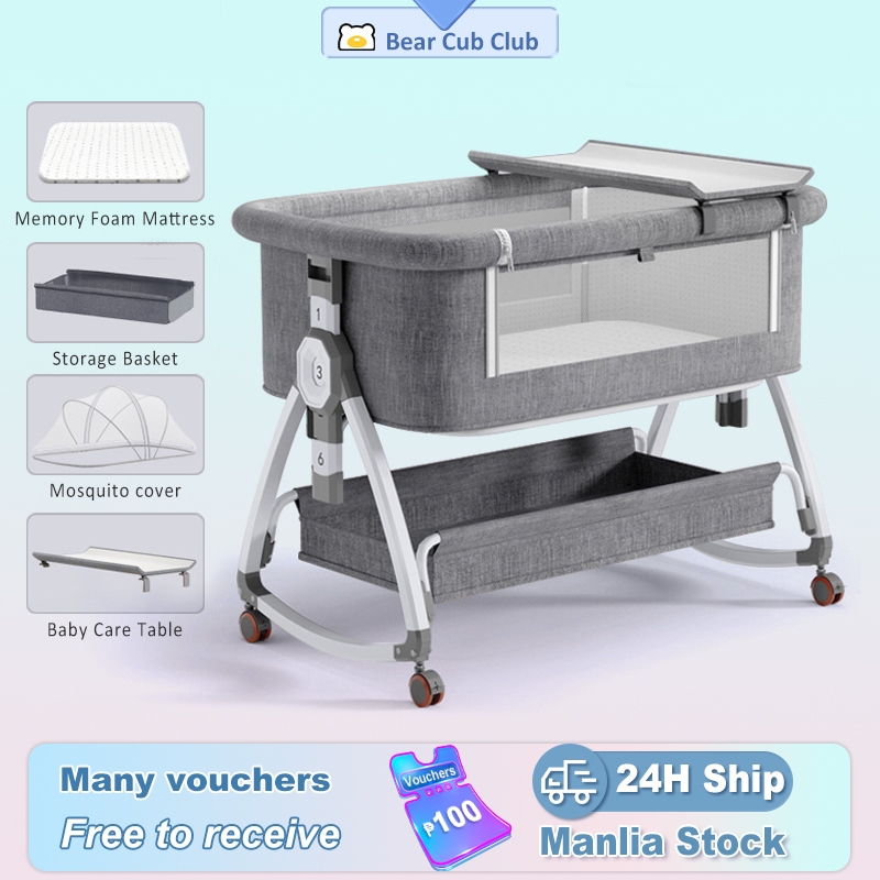 Bear Cub Club Baby Bed With Mosquito Net Storage Area Multi Functional ...