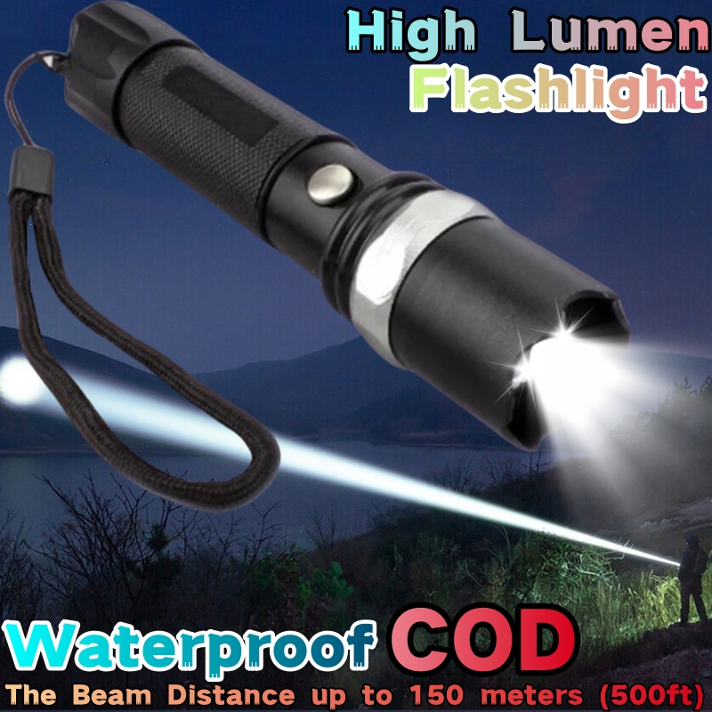 LED flashlight Waterproof Small outdoors portable mini zoomable police ...