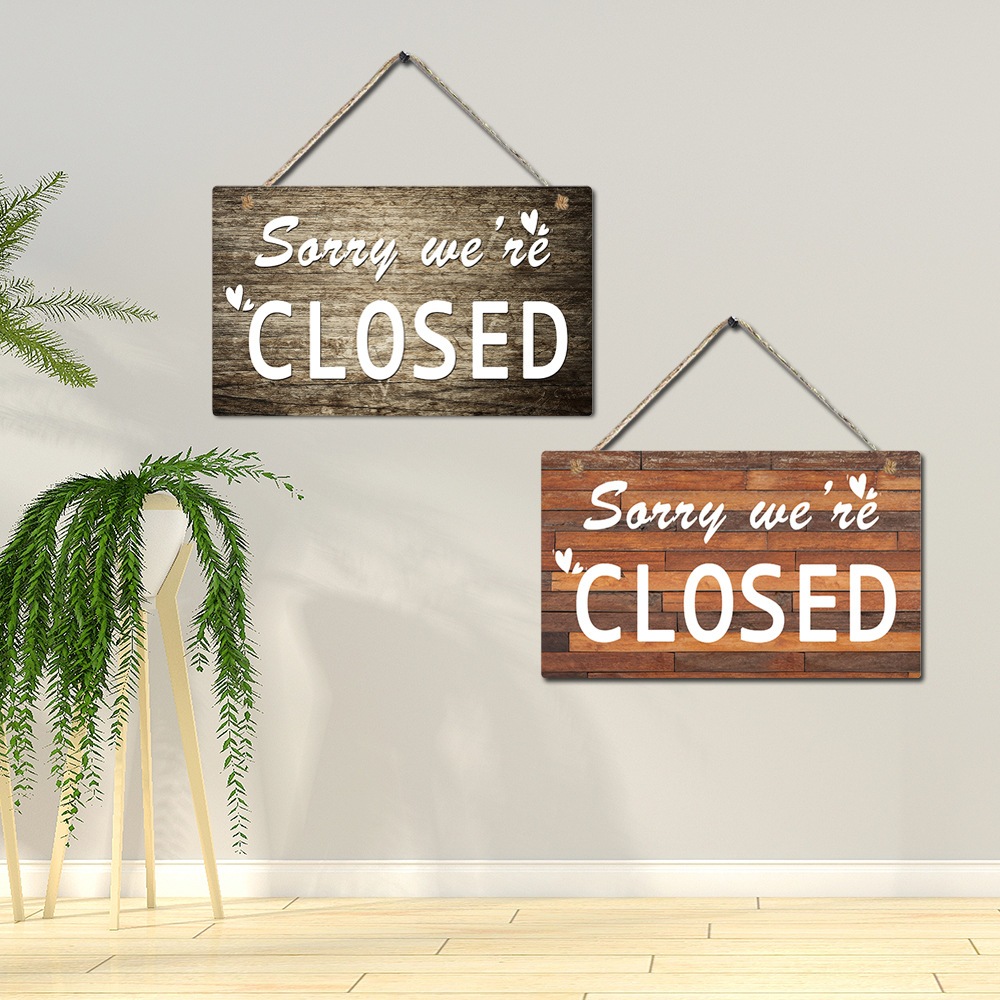 Signage CLOSED OPEN Back to Back Wooden Wall Hanging Decor | Shopee ...