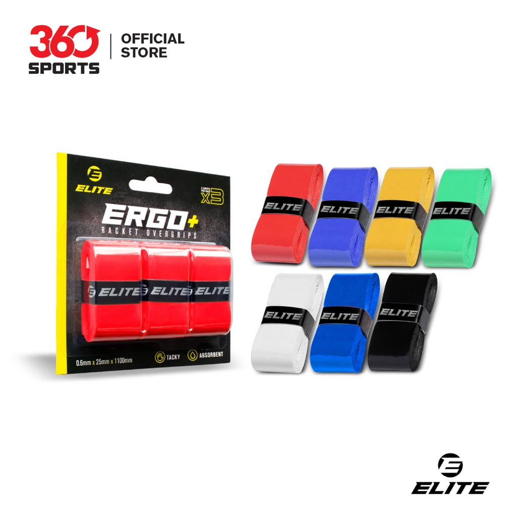 Elite Ergo Plus Racket Overgrips 3pcs per Pack | Shopee Philippines