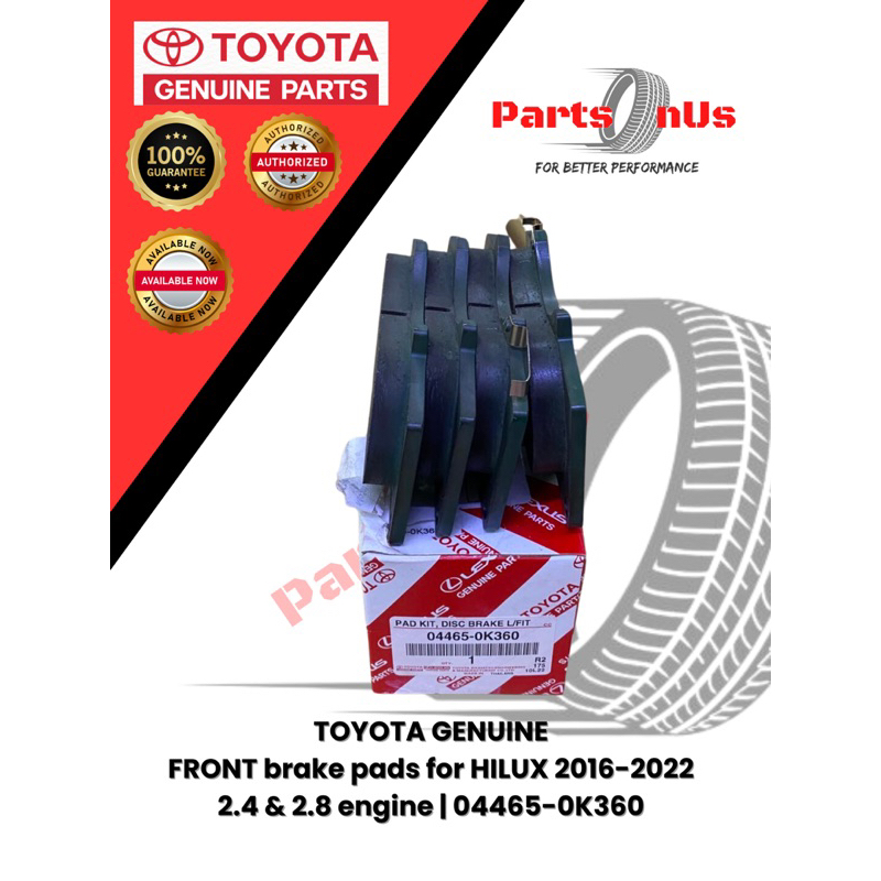TOYOTA GENUINE FRONT brake pads for HILUX 2016-2022 2.4 & 2.8 engine ...