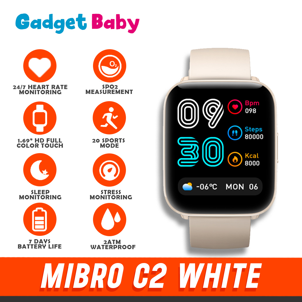 MiBro C2 White | Smartwatch | 1.69" Full HD Color | 20 Sports Mode | 2 ...